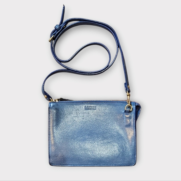 Lotuff | Bags | Lotuff Tripp Blue Leather Top Zip Crossbody Bag | Poshmark